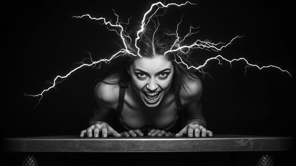 A monochrome minimalist subject in a dramatic, high-contrast ...