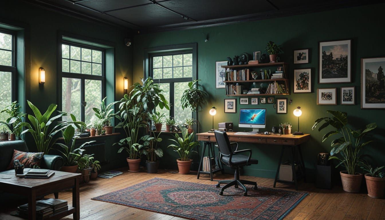 Pixel Art Workspace Inspired by 16-Bit Adventure G... - AI Art
