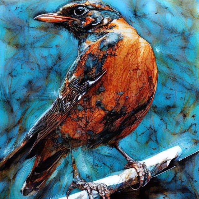 Ink splash American Robin 3 - AI Generated Artwork - NightCafe Creator