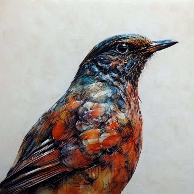 Ink splash American Robin 2 - AI Generated Artwork - NightCafe Creator