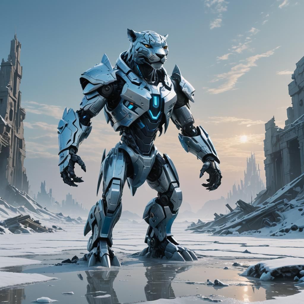 Futuristic Digimon Conquers Post-Apocalyptic Winte... - AI Art