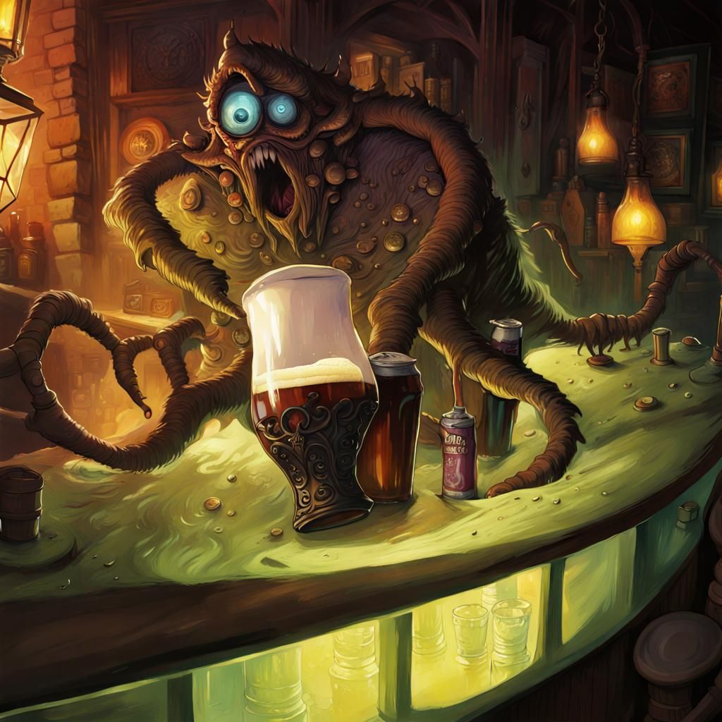 Beholder, D&D,Bartender, beer master, inn, beer, monster, Bryan Syme ...