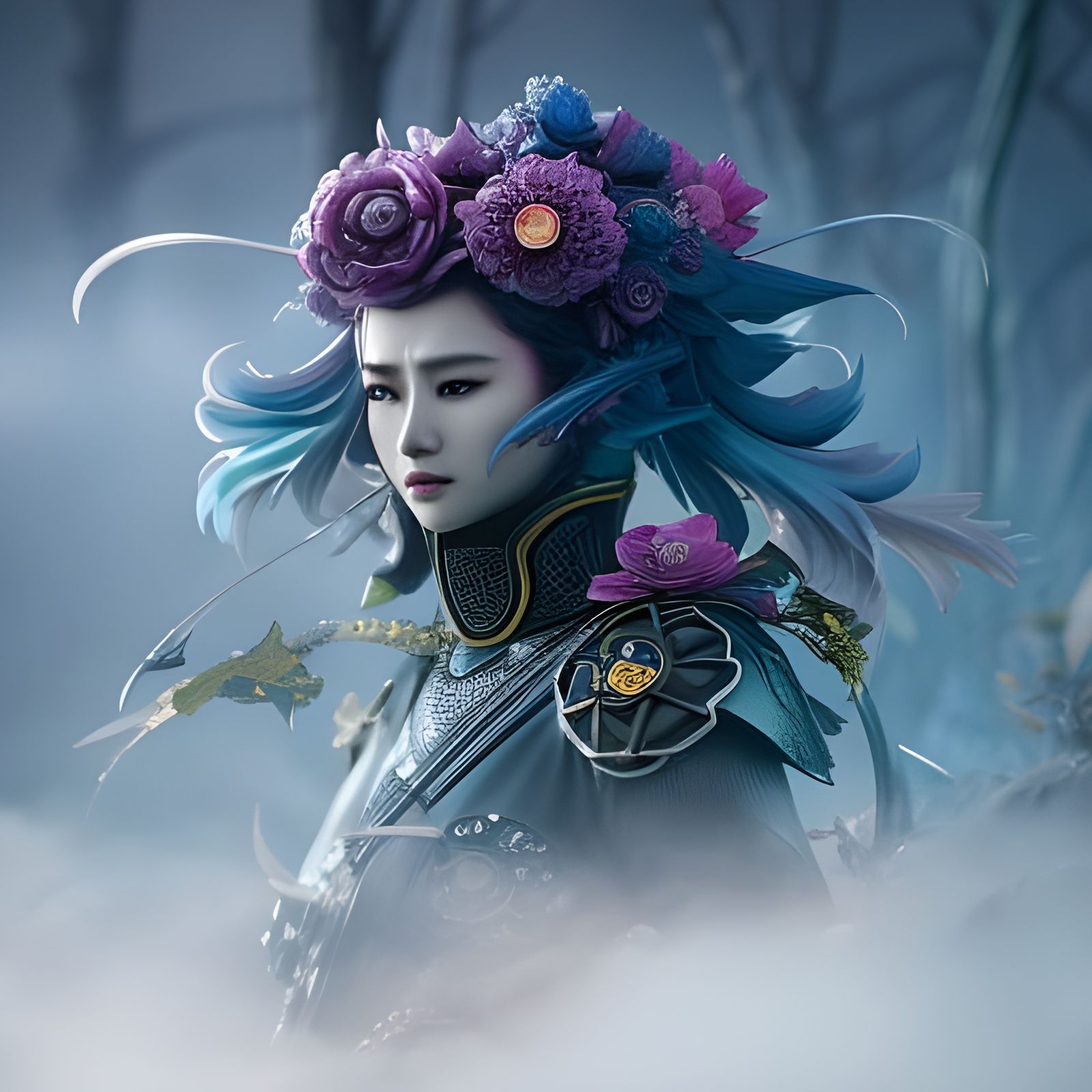 Knight Flower samurai merge - AI Generated Artwork - NightCafe Creator