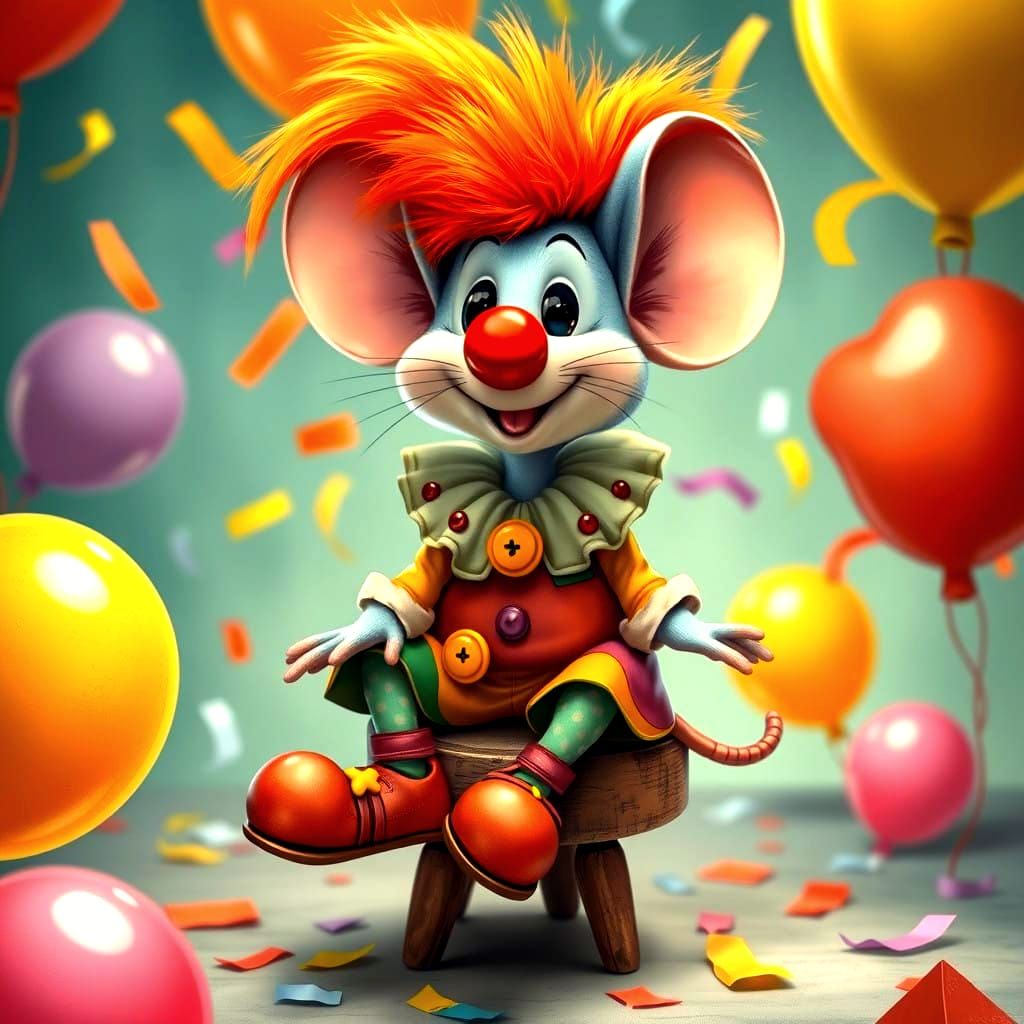 A Clown Mouse - A Mirthful Rodent in Colorful Attire