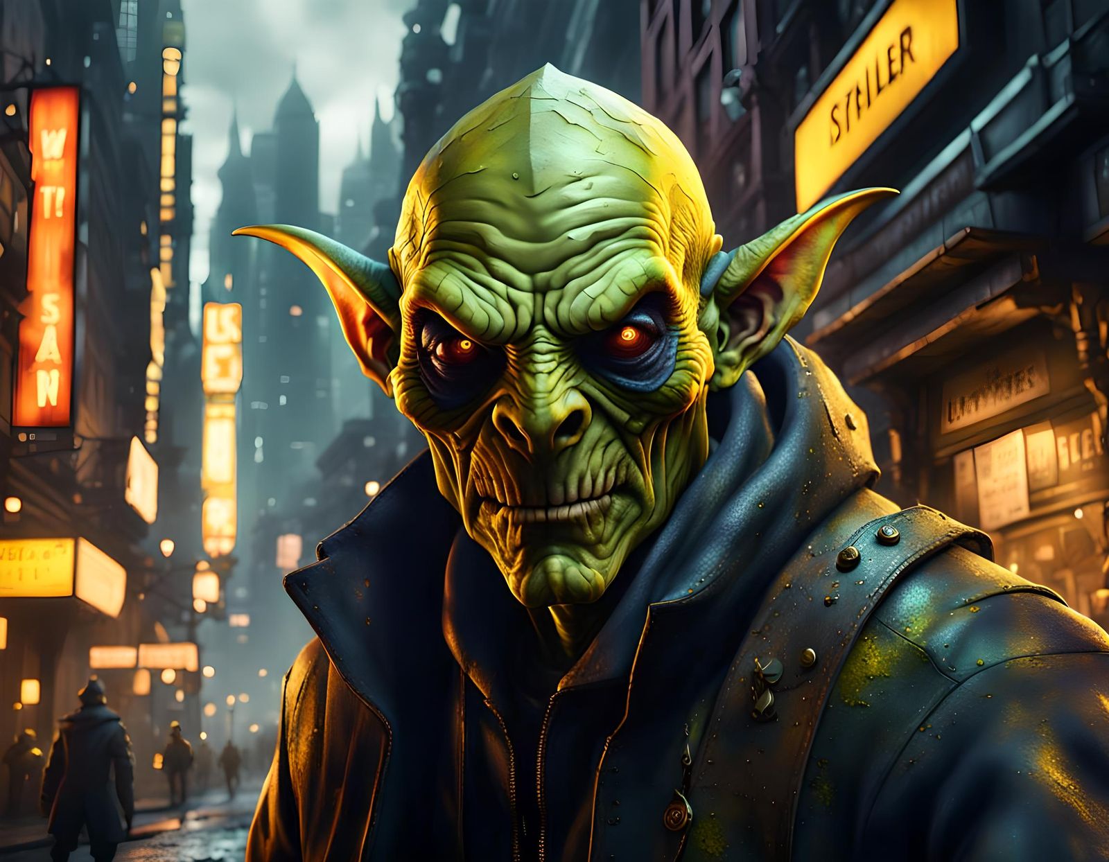Yellow Goblin masked serial killer in a city - AI Generated Artwork ...