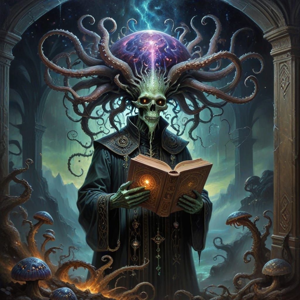 Fungi from Yuggoth, a painting of “a person who obtains an ancient book ...
