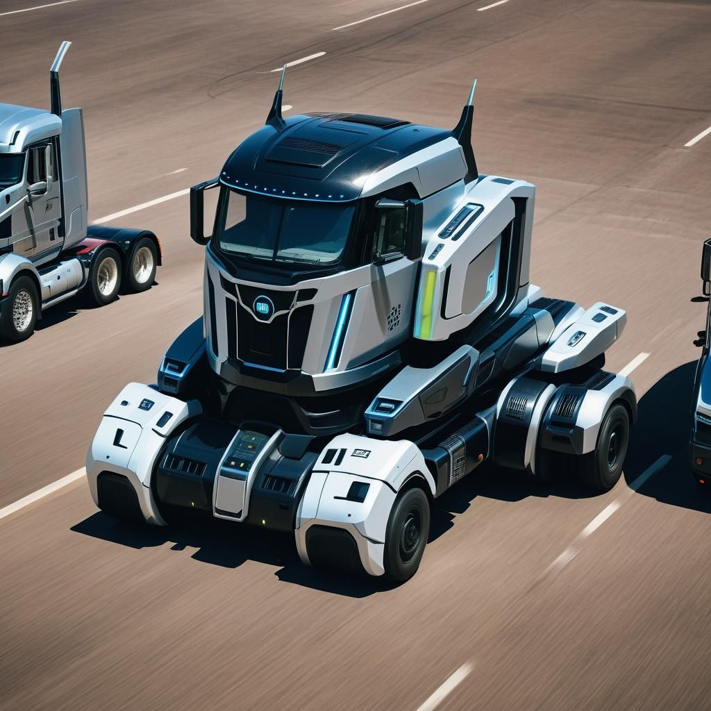 Sentient Robotic Semi Truck in Sci-Fi Style - AI Art