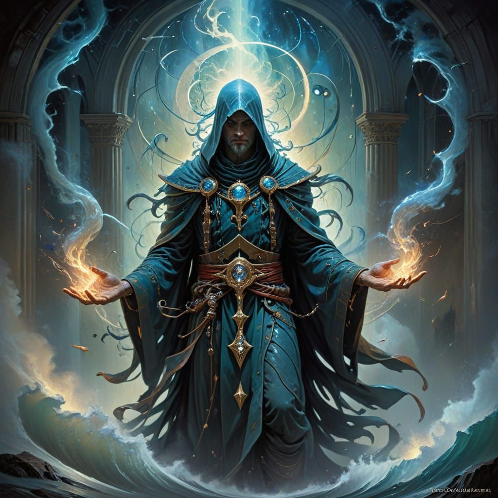 Magical Mystical enigma oracle, fantasy dreamscape encaustic cover art ...