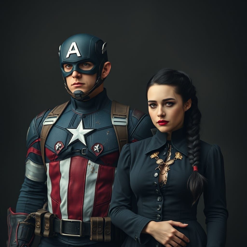 Patriotic Vigilante Meets Gothic Siren in a Haunti... - AI Art