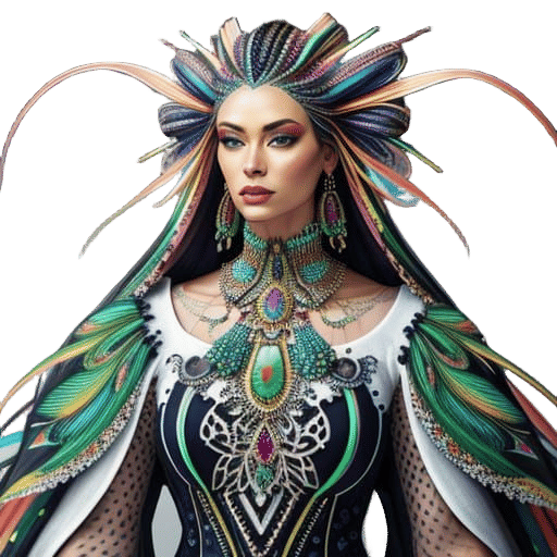 Glowing Futuristic Goddess in Vibrant Attire - AI Art