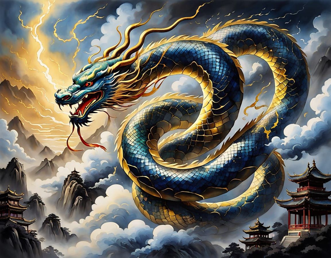 Divine Serpent of the Year - Ethereal Chinese Serpent Unfurl...