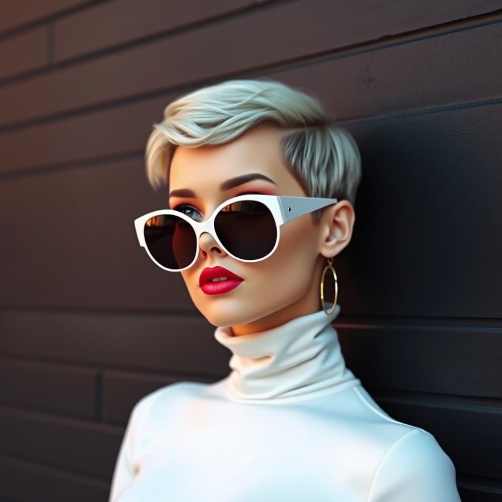 Edgy Punk Model in 50's Chic, Captured in Moody 80... - AI Art