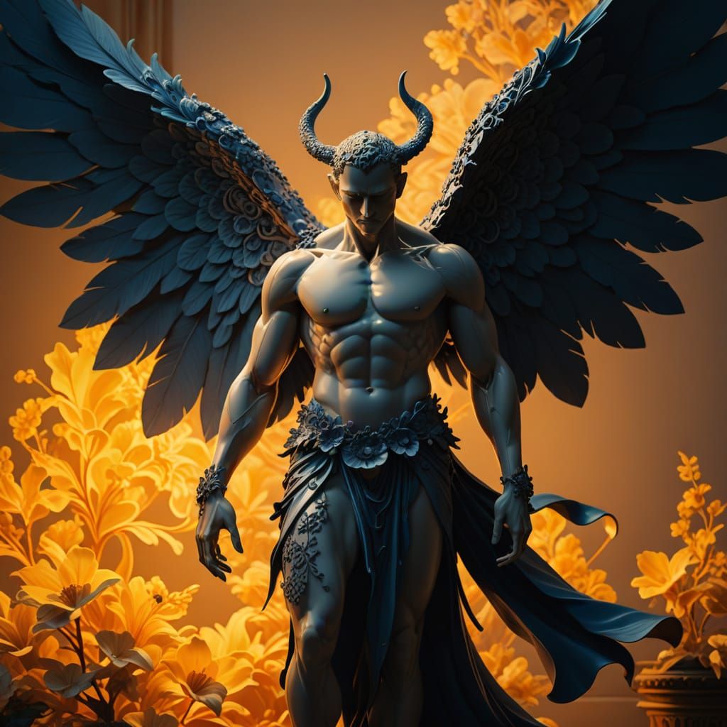 Porcelain - Fallen Angel - Serene Porcelain Sculpture Agains...