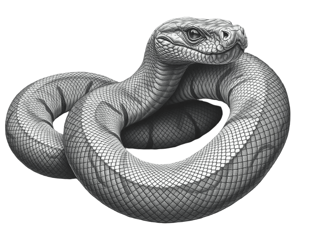a snake, pencil drawing - Serpent in Dramatic Chiaroscuro, P...