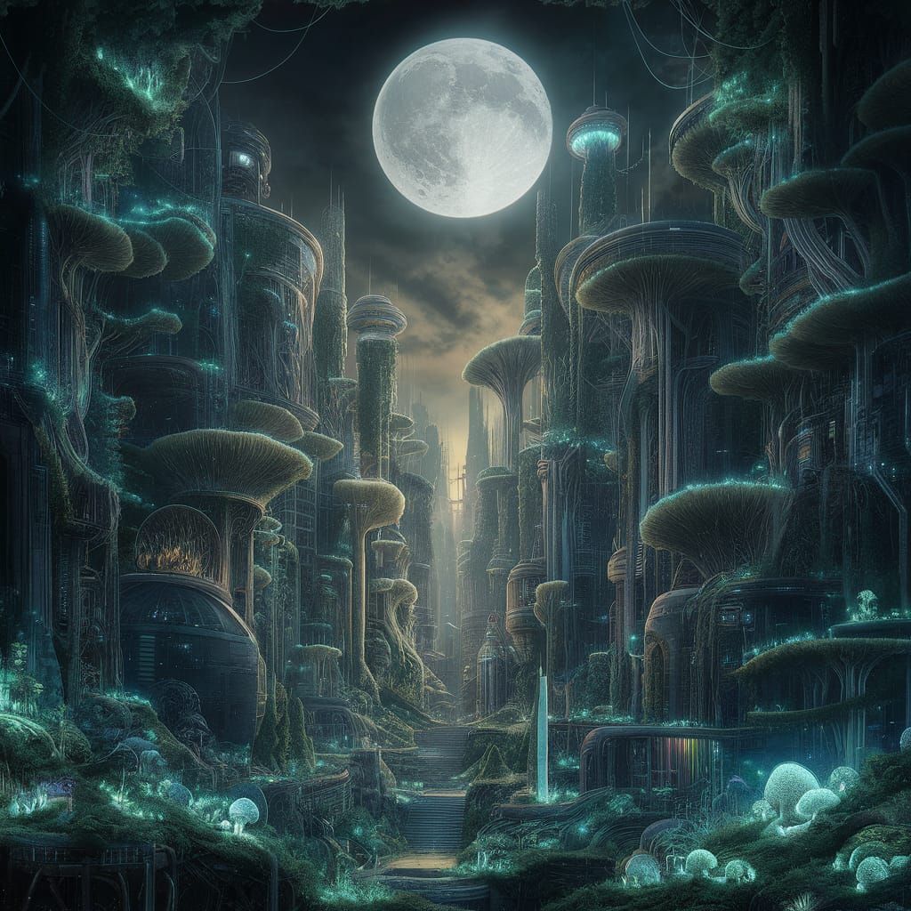 Lunarpunk Utopia - AI Generated Artwork - NightCafe Creator