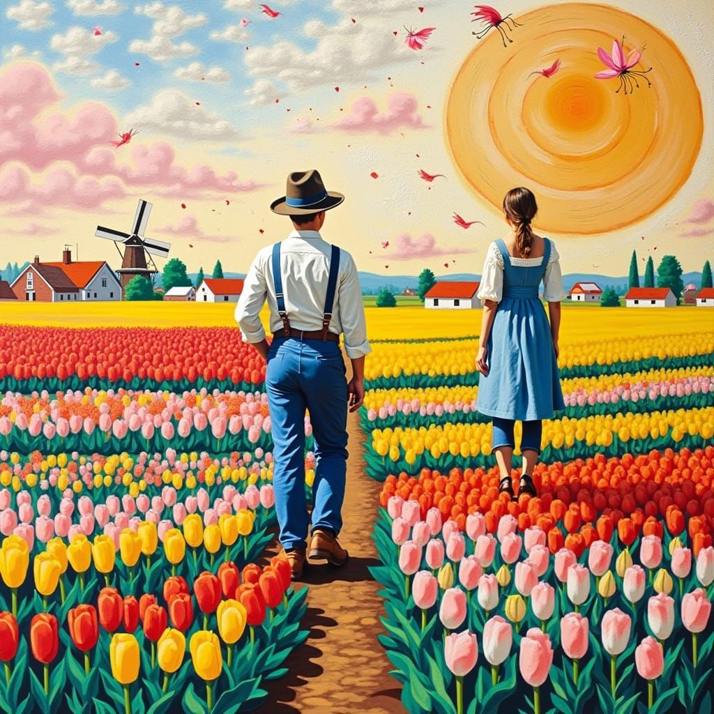 An Young Family Working on the Dutch Flower Farm, North Holland