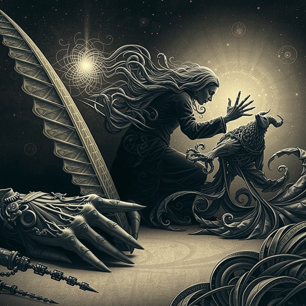 Divine Wisdom Beckons with Enchanted Words and Fra... - AI Art