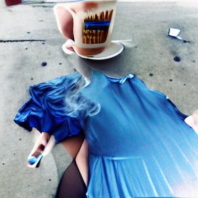 blue dress, hot mess, coffee and the cigarettes - AI Generated Artwork ...