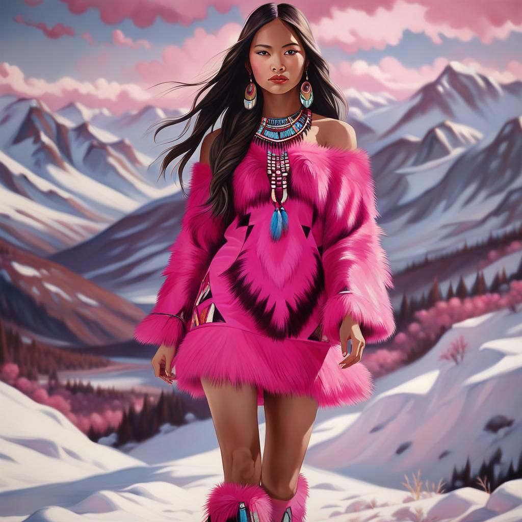 Deep Pink Mini Evening Dress Cartoon. Redone. - AI Generated Artwork ...