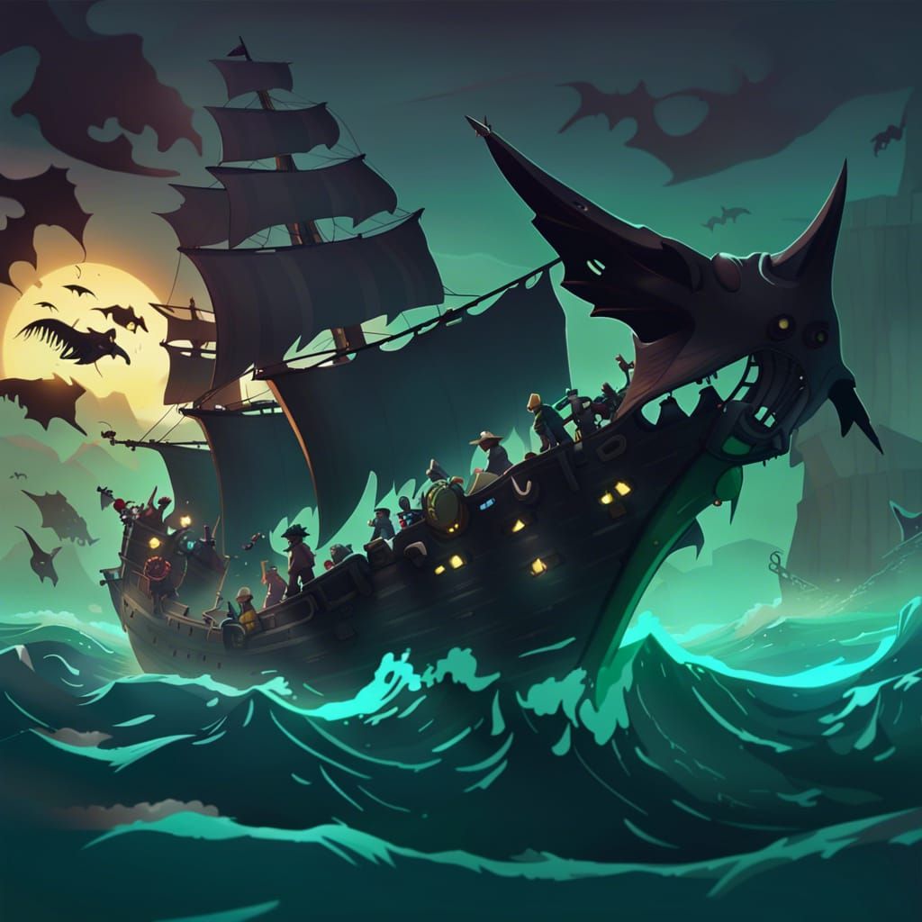 Sea of Thieves, Skeleton Ship, Megalodon, Screaming, Triumphant, Batman ...