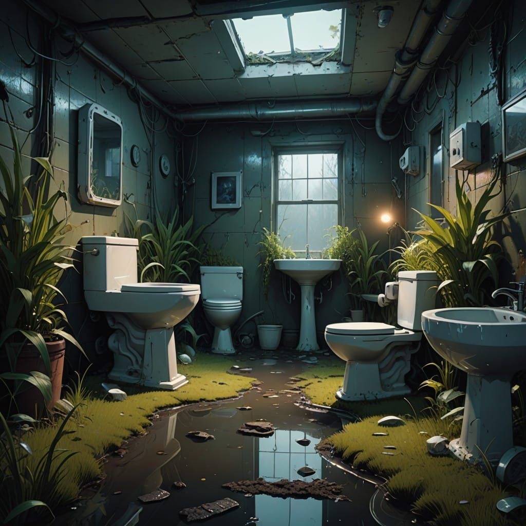 Reclaimed Bathroom - Eerie Basement Nightmares: Overgrown To...