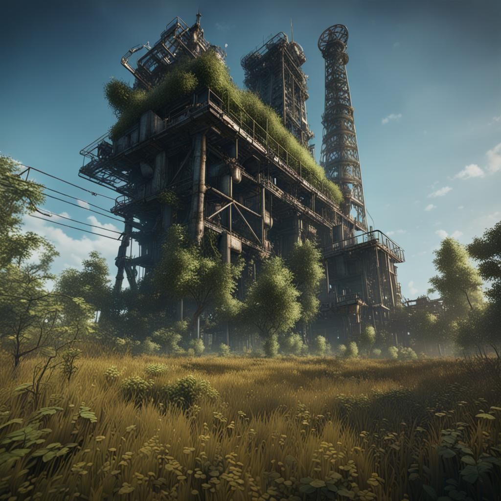 Overgrown oil rig after Nuclear war - AI Generated Artwork - NightCafe ...