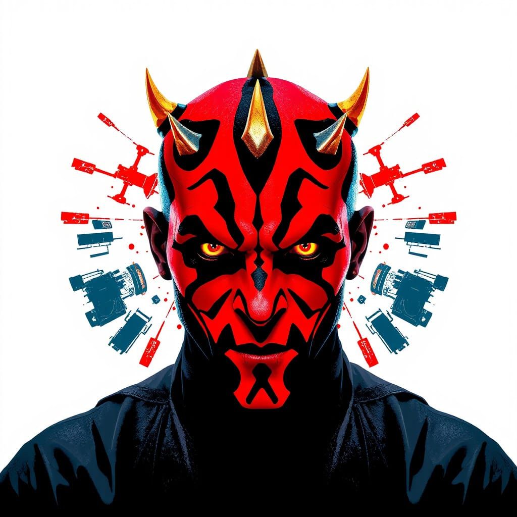 Darth Maul Screen print, pop art, splash screen art, triadic colors ...