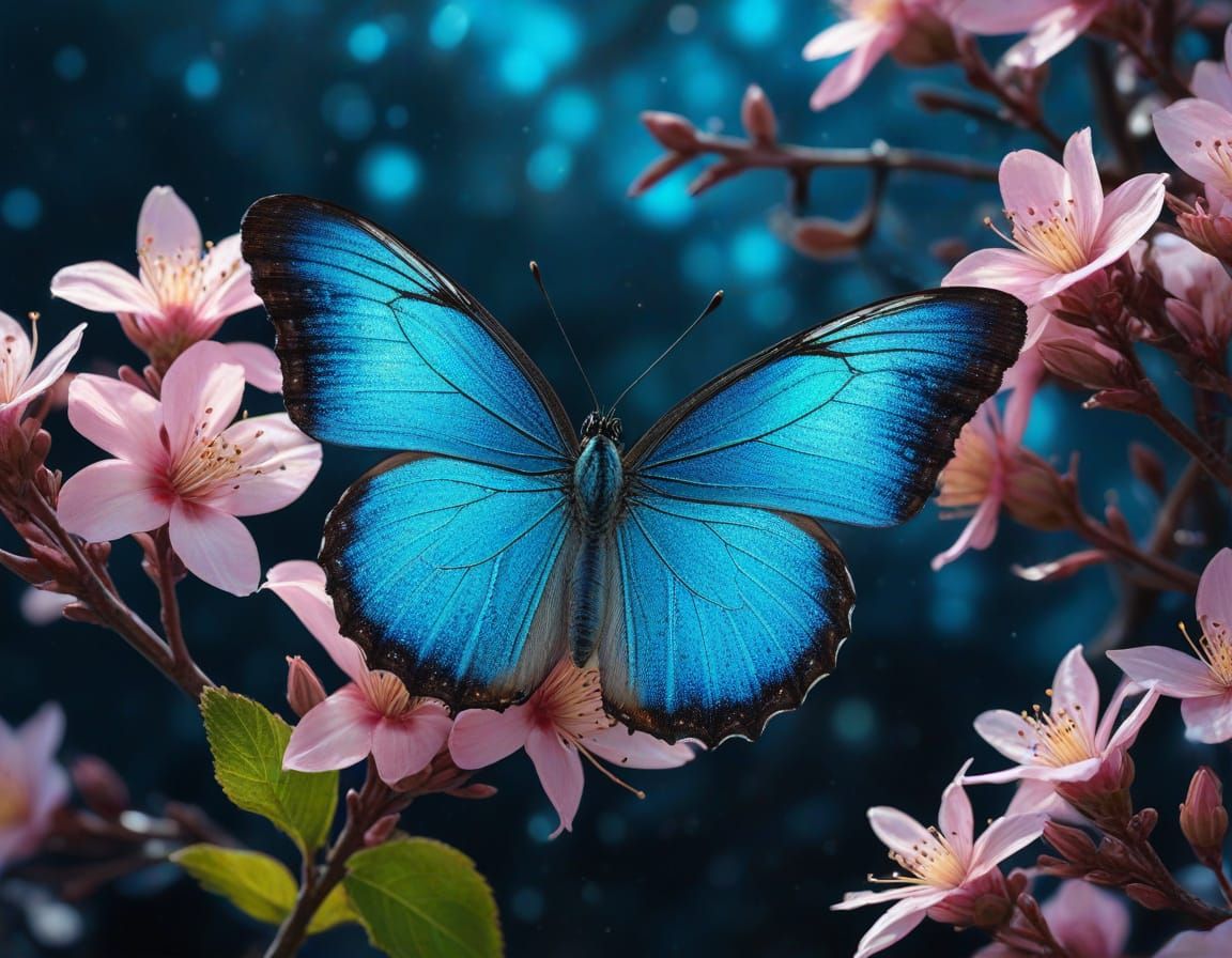 Hyper-Realistic Blue Jhaemaryn Amidst Iridescent P... - AI Art