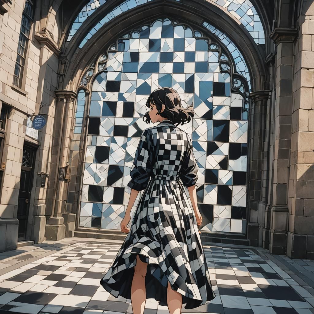 Checkerboard twirl - AI Generated Artwork - NightCafe Creator