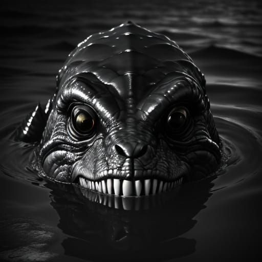 Terrorizing Loch Ness Monster in Moody Golden Hour... - AI Art