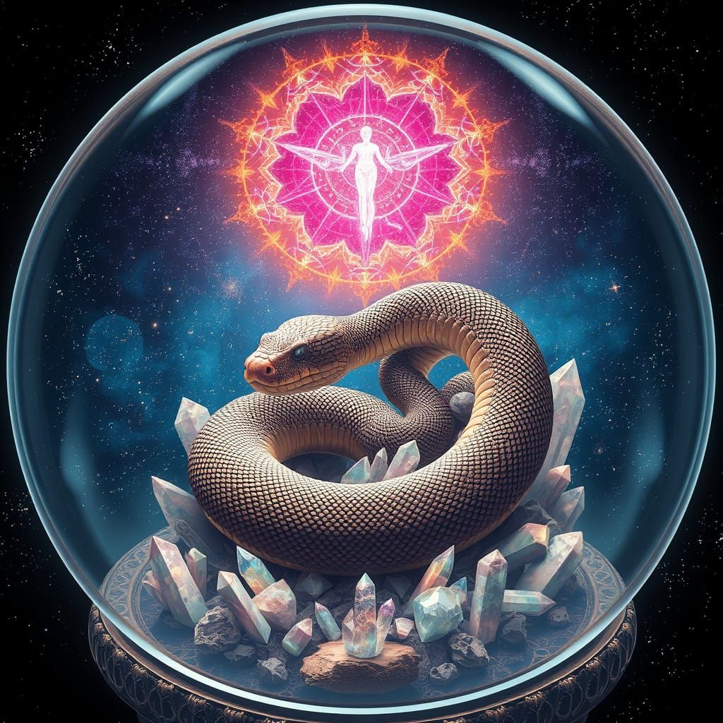 Astral Cosmic Snake in a Crystal Dome - AI Art
