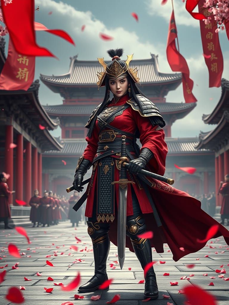 Ethereal Samurai Warrior Leads Army in Imperial Co... - AI Art