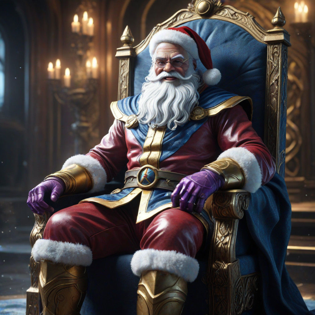 Santa Claus Wields the Infinity Gauntlet in Dark F... - AI Art