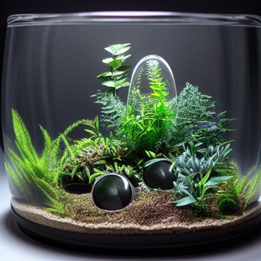 glass dome terrarium with alien plants - AI Generated Artwork ...