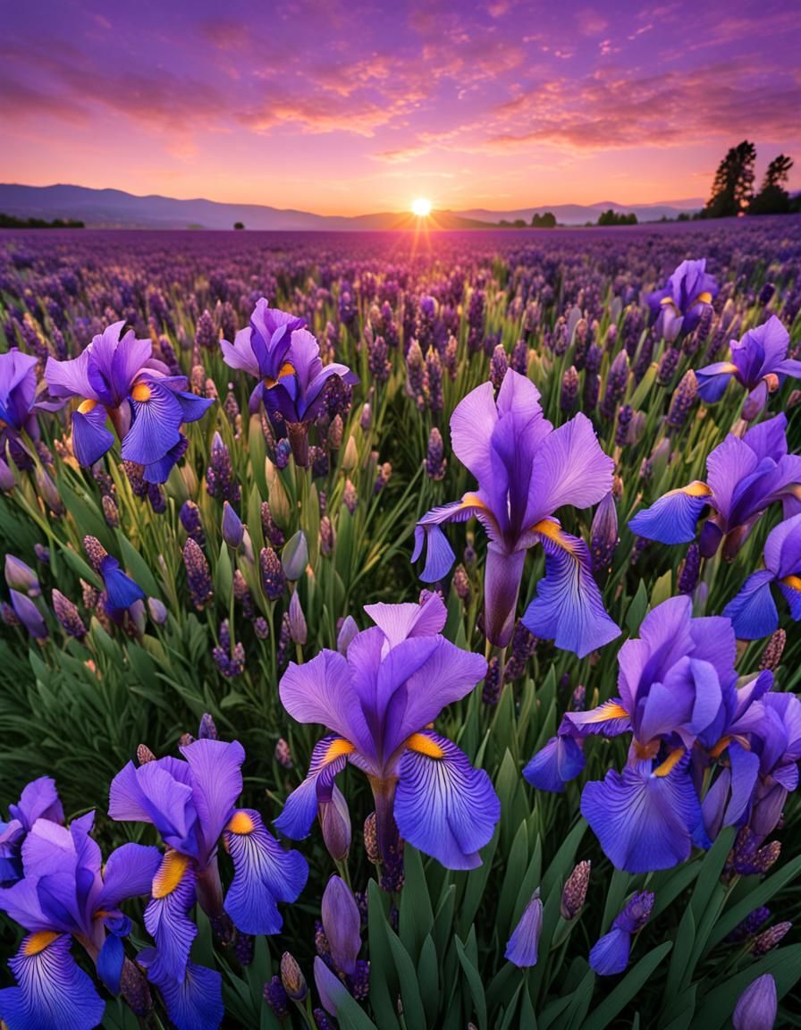 Purple flower fields #5 - AI Generated Artwork - NightCafe Creator