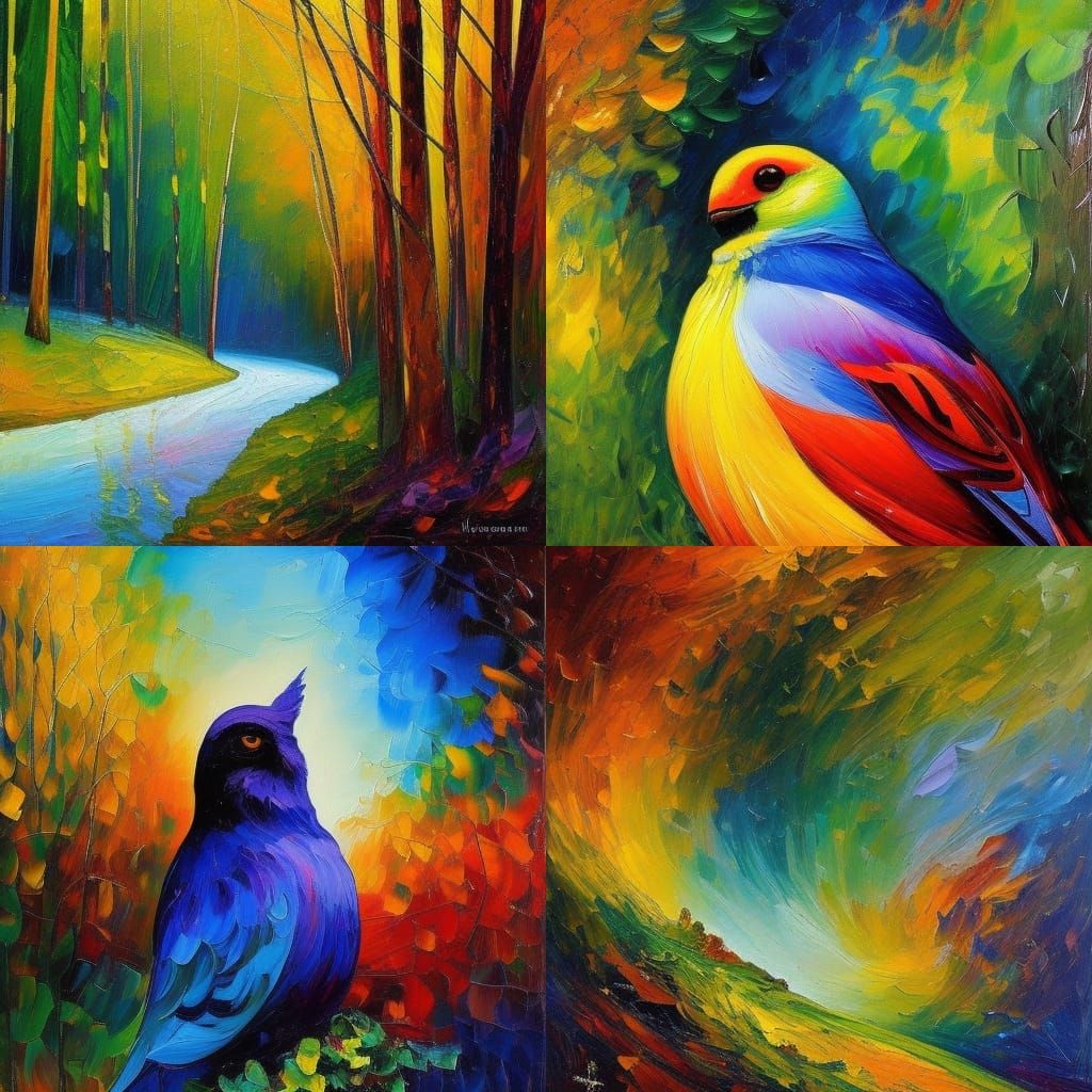 A very very very beautiful minimalistic colourful owl sitting on branch ...