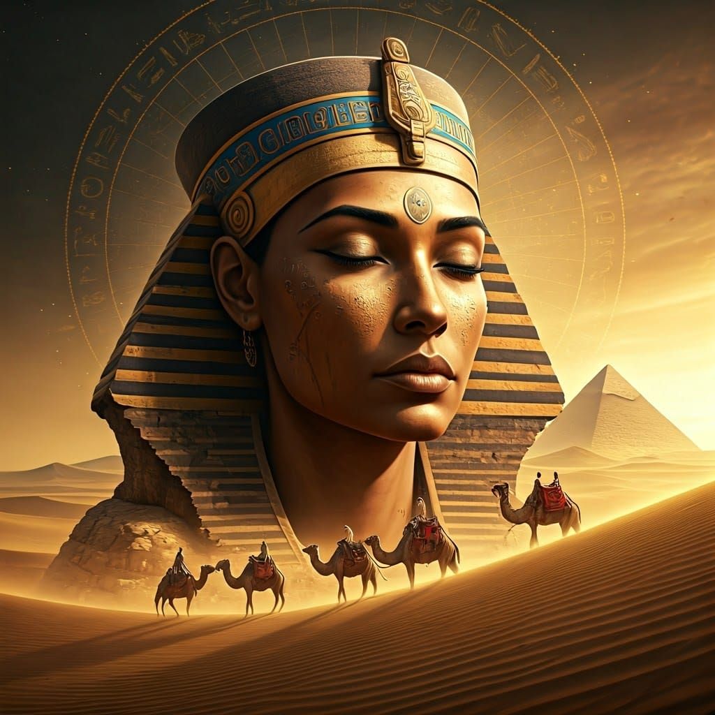 An ultra-realistic 8K double exposure close-up portrait of a regal ...