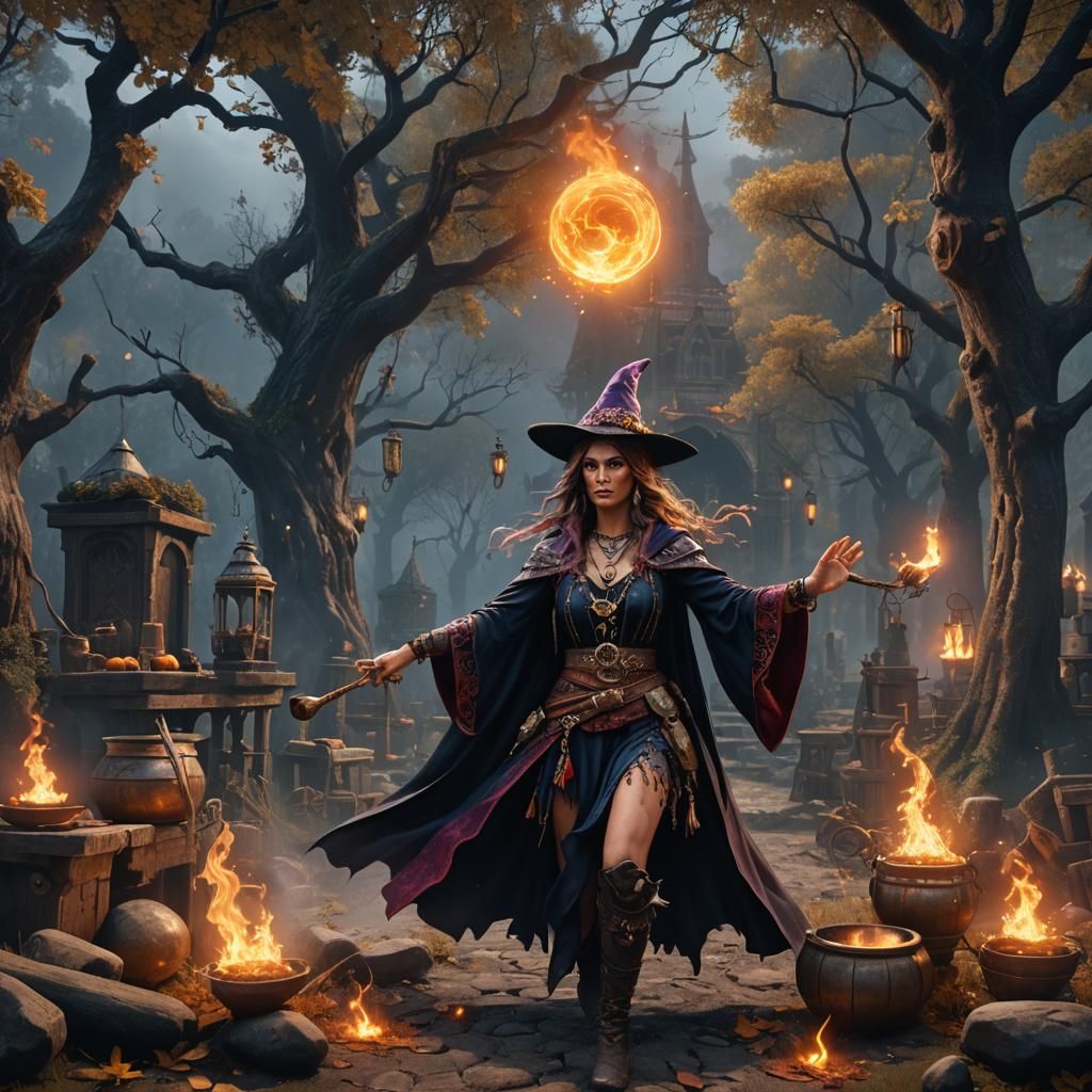 hot gypsy witch casting magik spell - AI Generated Artwork - NightCafe ...