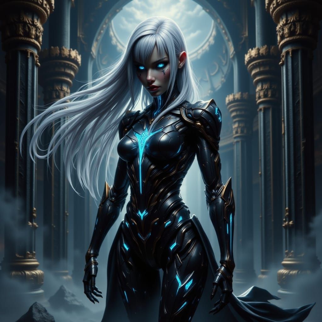 Gothic Female Imperial Knight Pilot in Dark, Ether... - AI Art