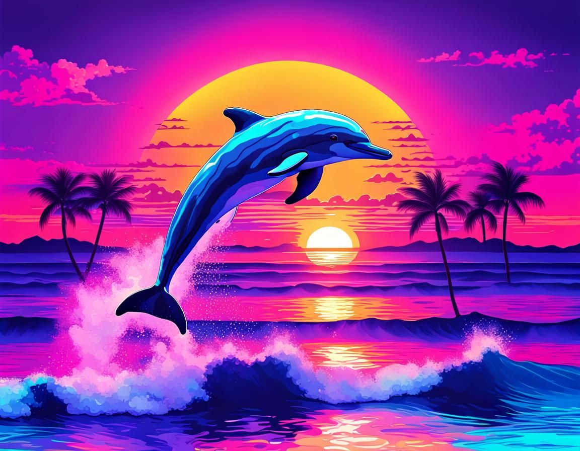 Vaporwave Dolphin - AI Generated Artwork - NightCafe Creator