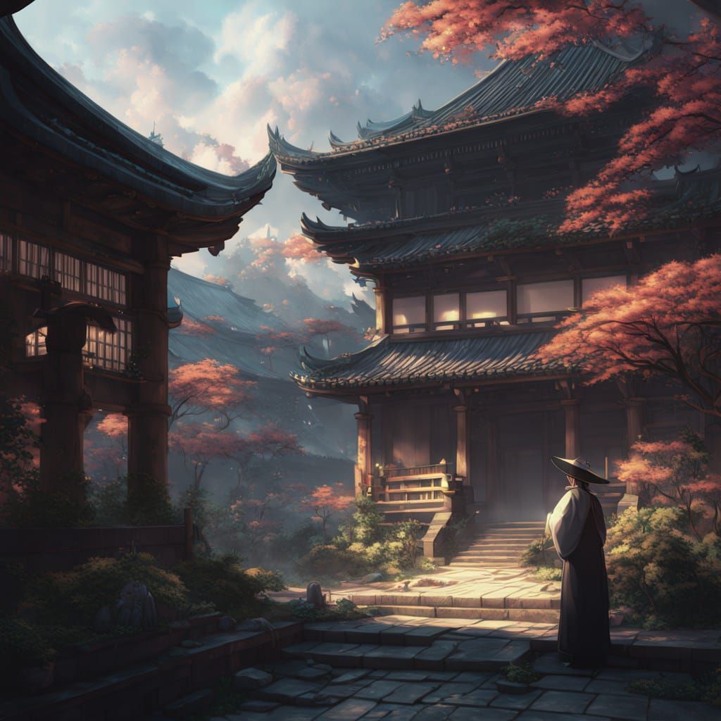 Vampire Calligraphy in Dojo: Ethereal Fantasy Art - AI Art