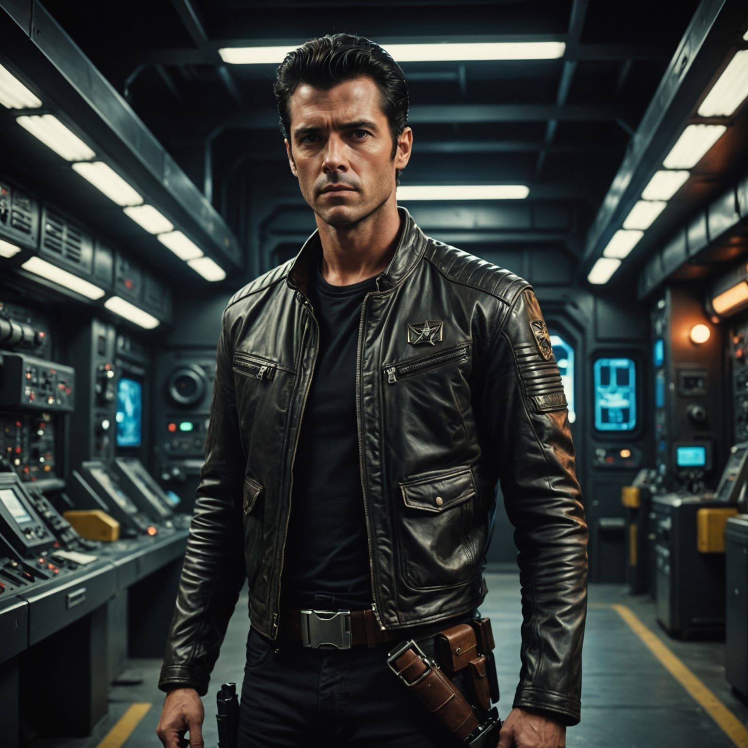 Galactic Pilot Dan Casey in Cinematic Film Still - AI Art