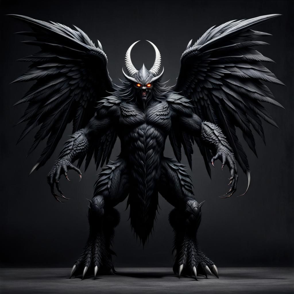 "black horrible giant monster with wings " - AI Generated Artwork ...
