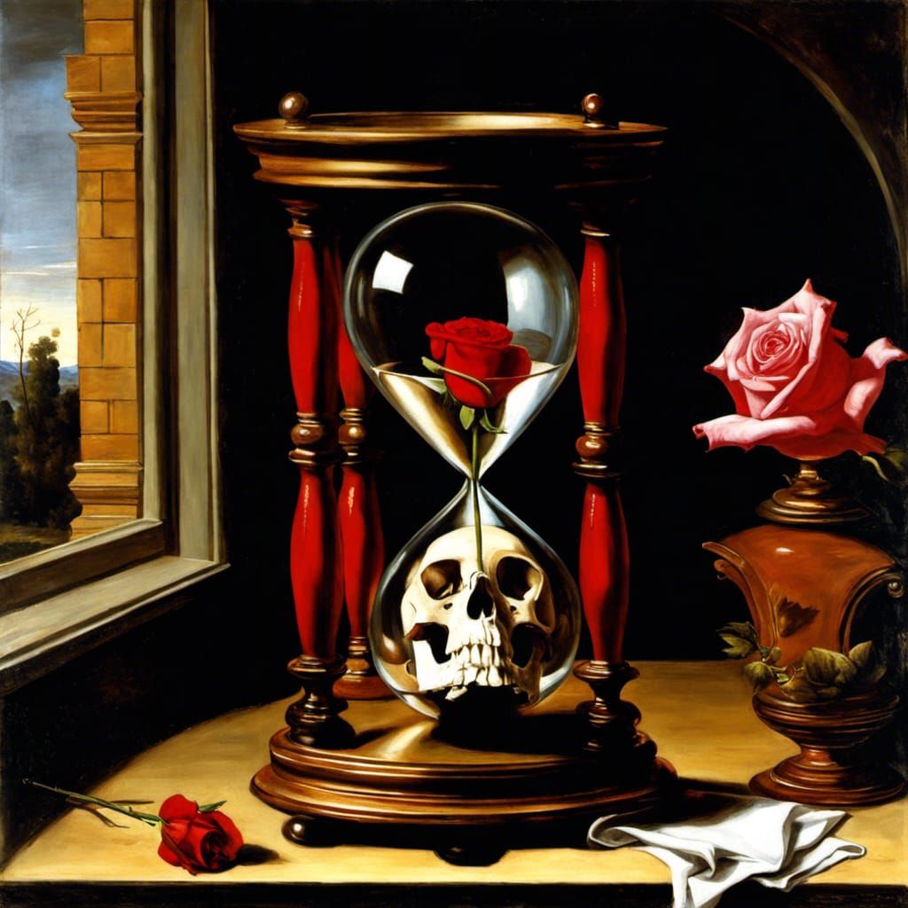 Hourglass of Life and Death, Vanitas - AI Generated Artwork - NightCafe ...