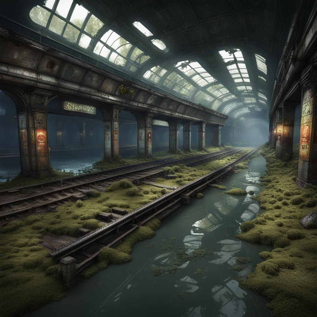 Subway station - AI Generated Artwork - NightCafe Creator