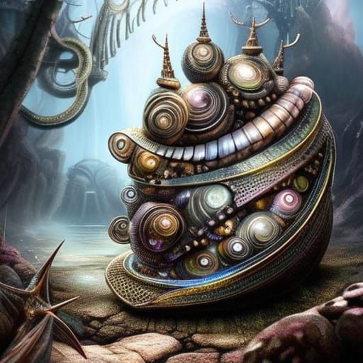 snail shell village By Josephine Wall and Russ Mills - AI Generated ...