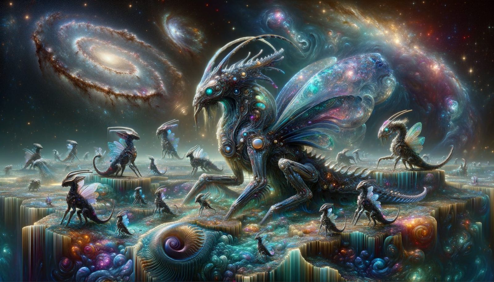 Exotic Alien Animal Hybrids in Utopian Habitat - AI Art