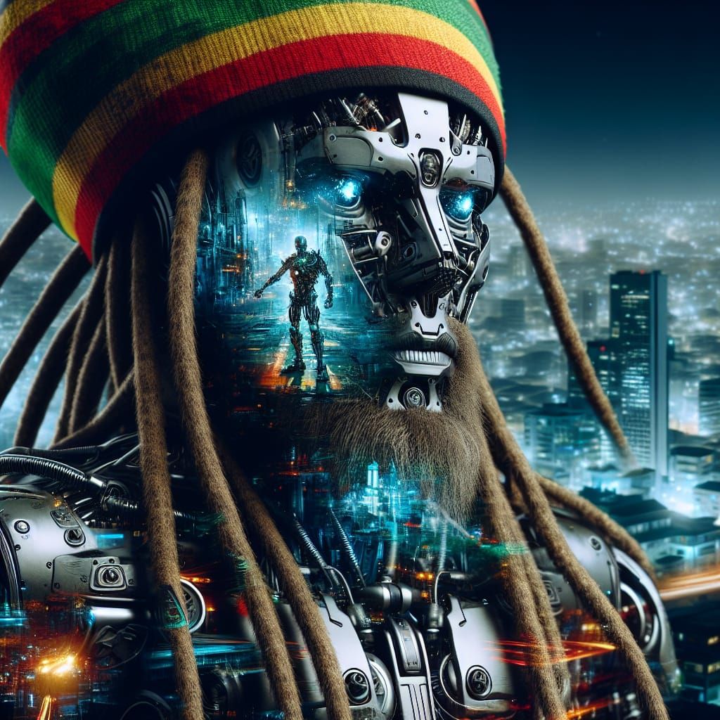 A double exposure creation Inside an Cyberpunk sci-fi inspired mutant ...