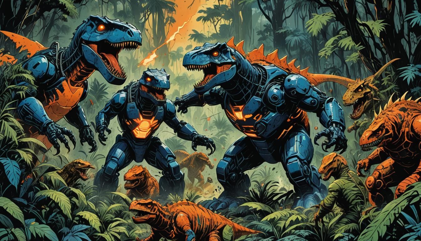Robots vs Dinosaurs - Robots Clash with Dinosaurs in a Dazz...