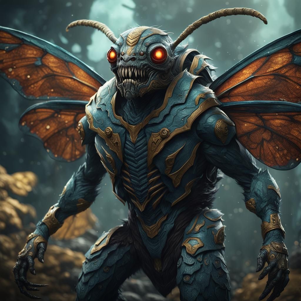 A army Moth man monster with protruding jaw - AI Generated Artwork ...